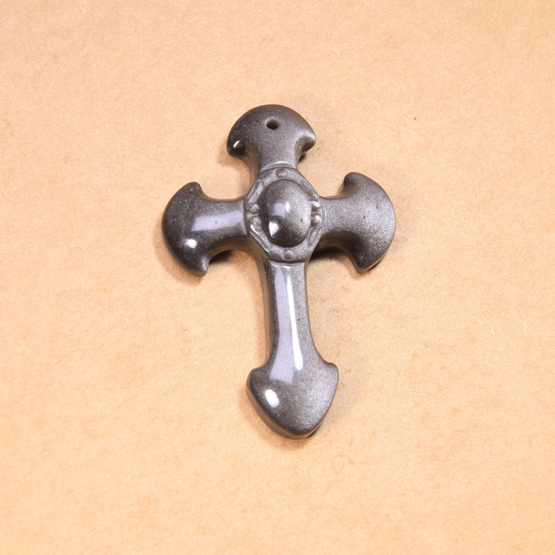 Natural Stone Silver Obsidian Cross Pendant – My Store
